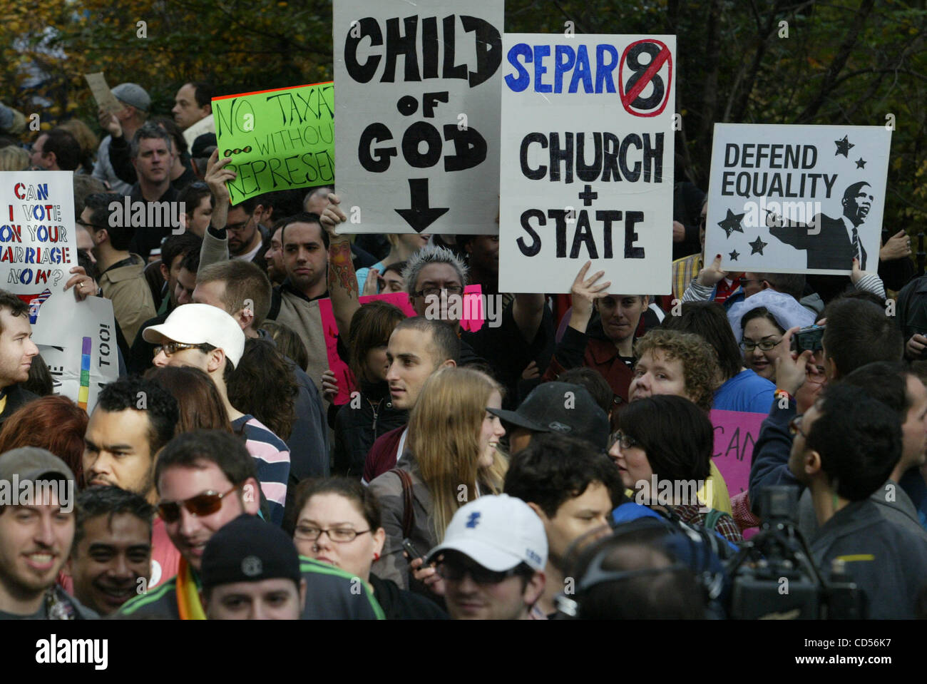 Protesters gathered at "NO PRO 8" demonstration at City Hall Plaza ...