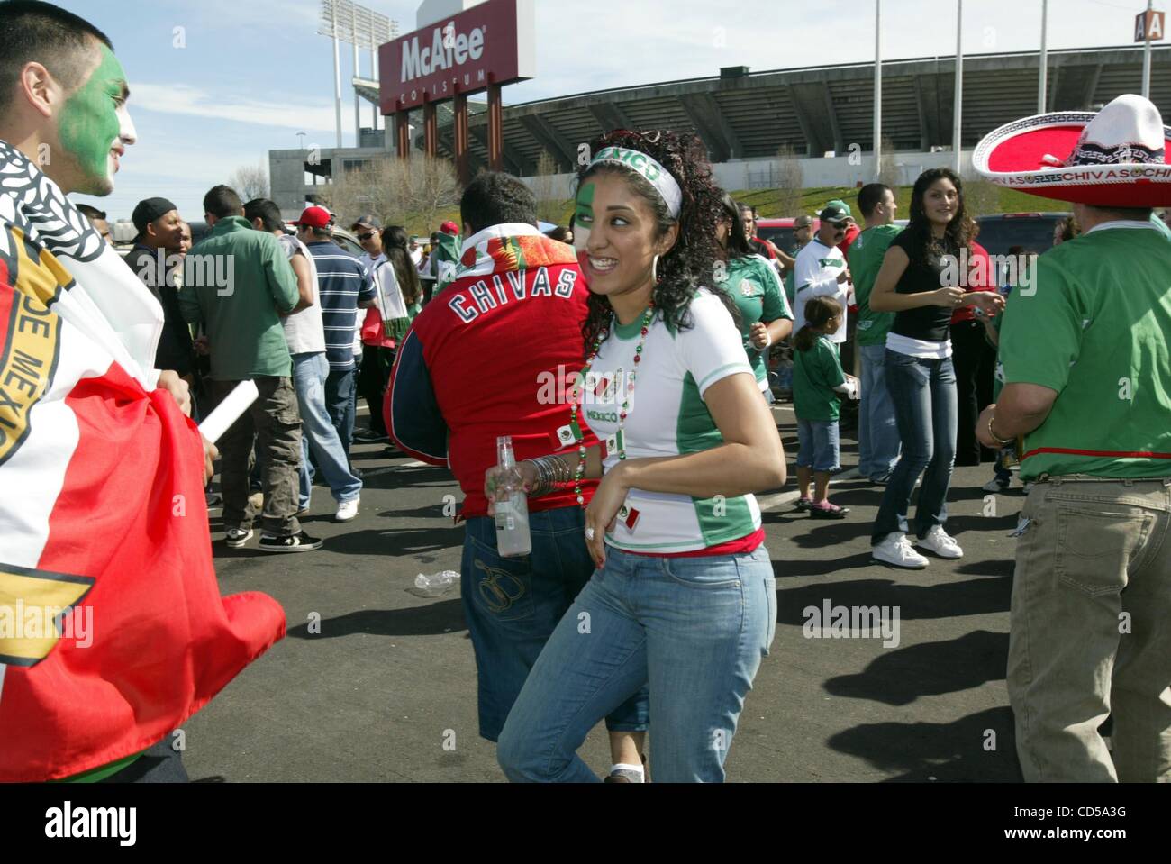 Mexican fans dance live music in the parking lot before the friendly ...