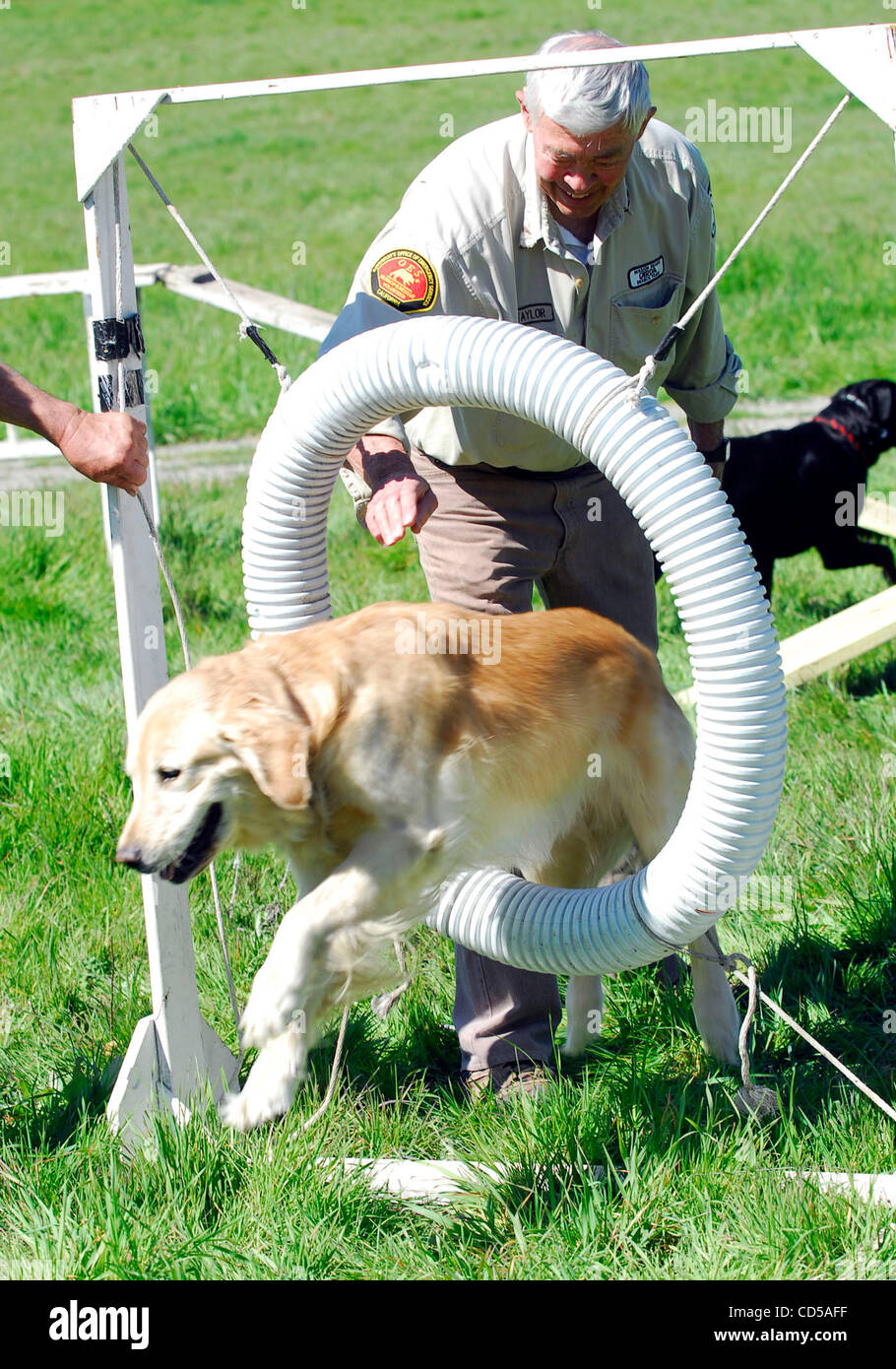 Dick Taylor runs Hooper through the agility course during a monthly ...