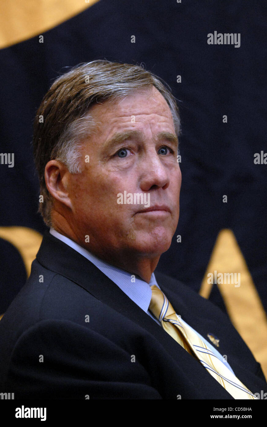 Coach Mike Montgomery talks during the press conference to announce the ...