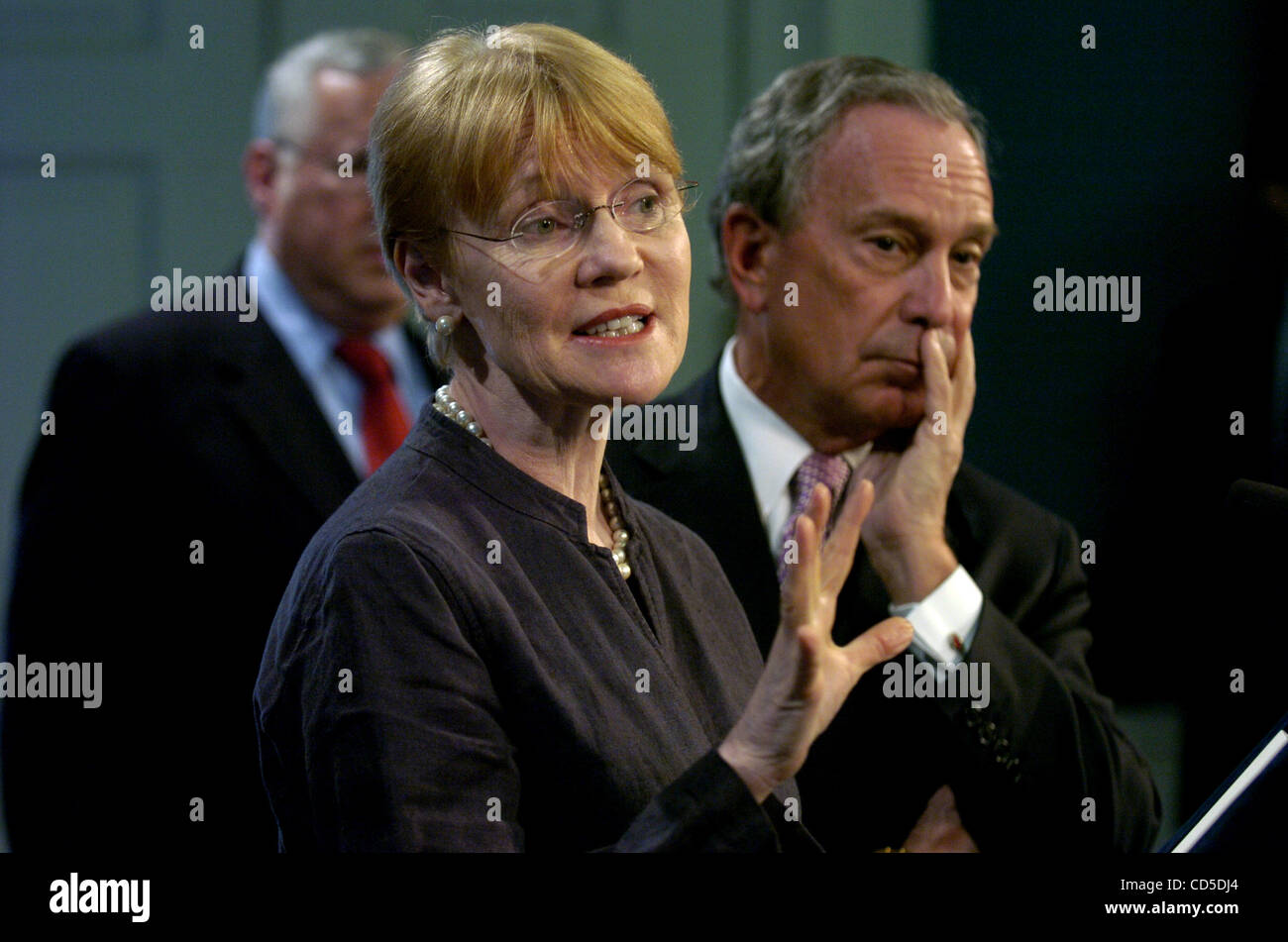 DEP Commissioner Emily Lloyd speaks as Mayor Michael Bloomberg (R ...
