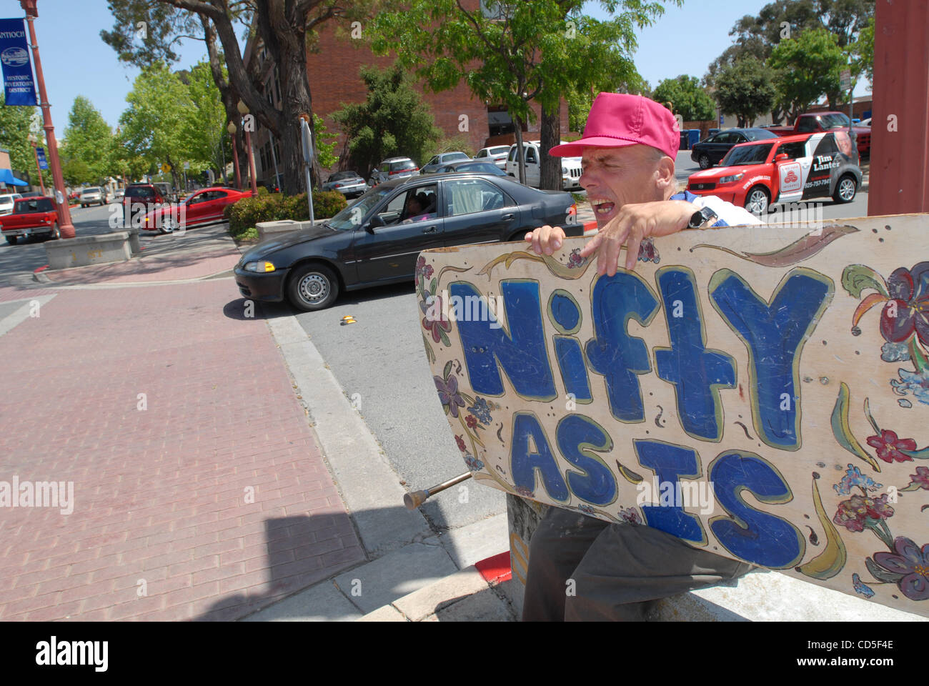 Steve Lancaster advertises for a local thrift shop in Downtown Antioch ...