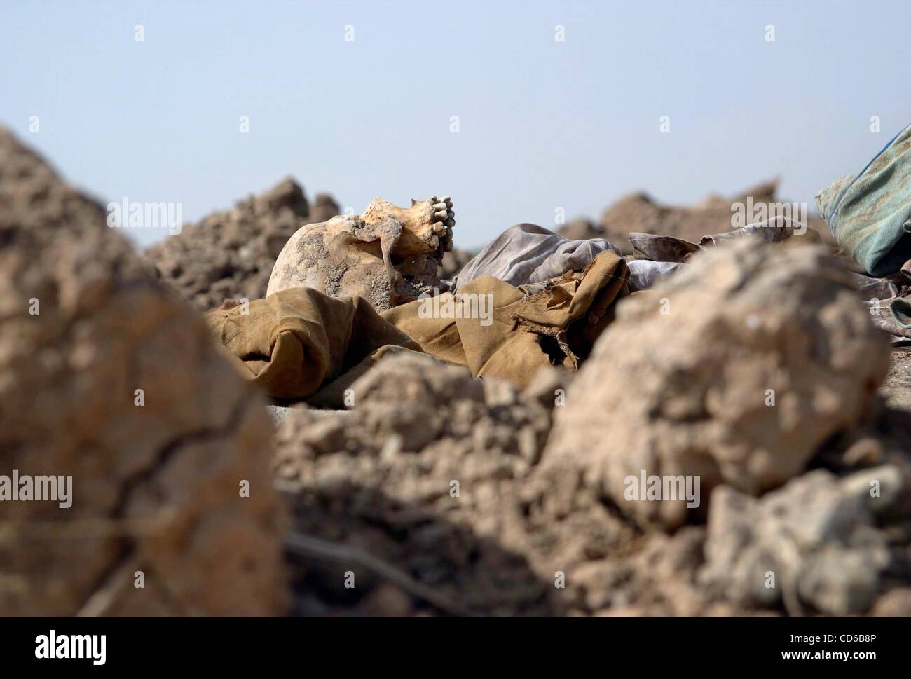May 17, 2003 - Hillah, Iraq - Bones lie in the sun at a mass grave near ...