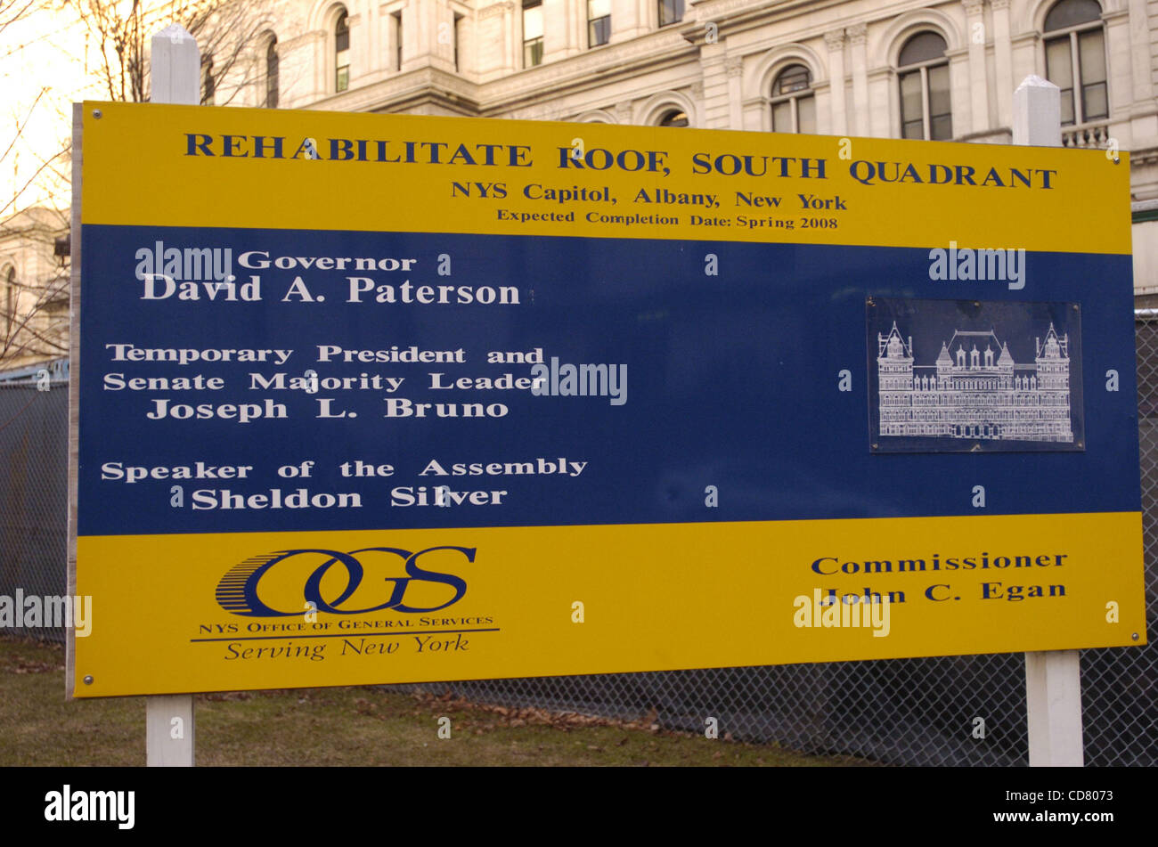 A construction sign on the west side of the Capital building already ...