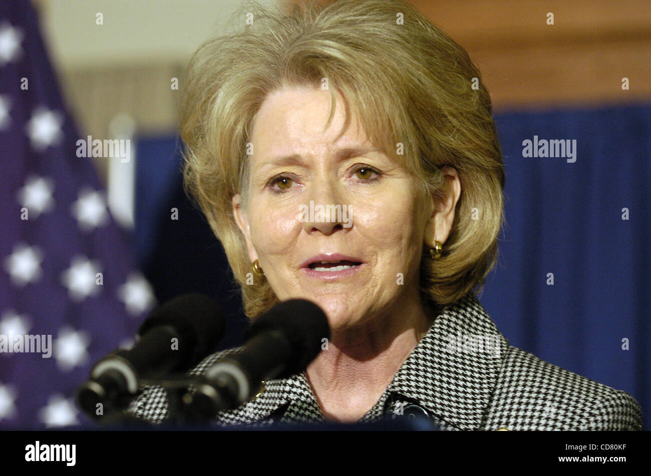 Federal Transportation Secretary Mary Peters speaking. Mayor Michael ...