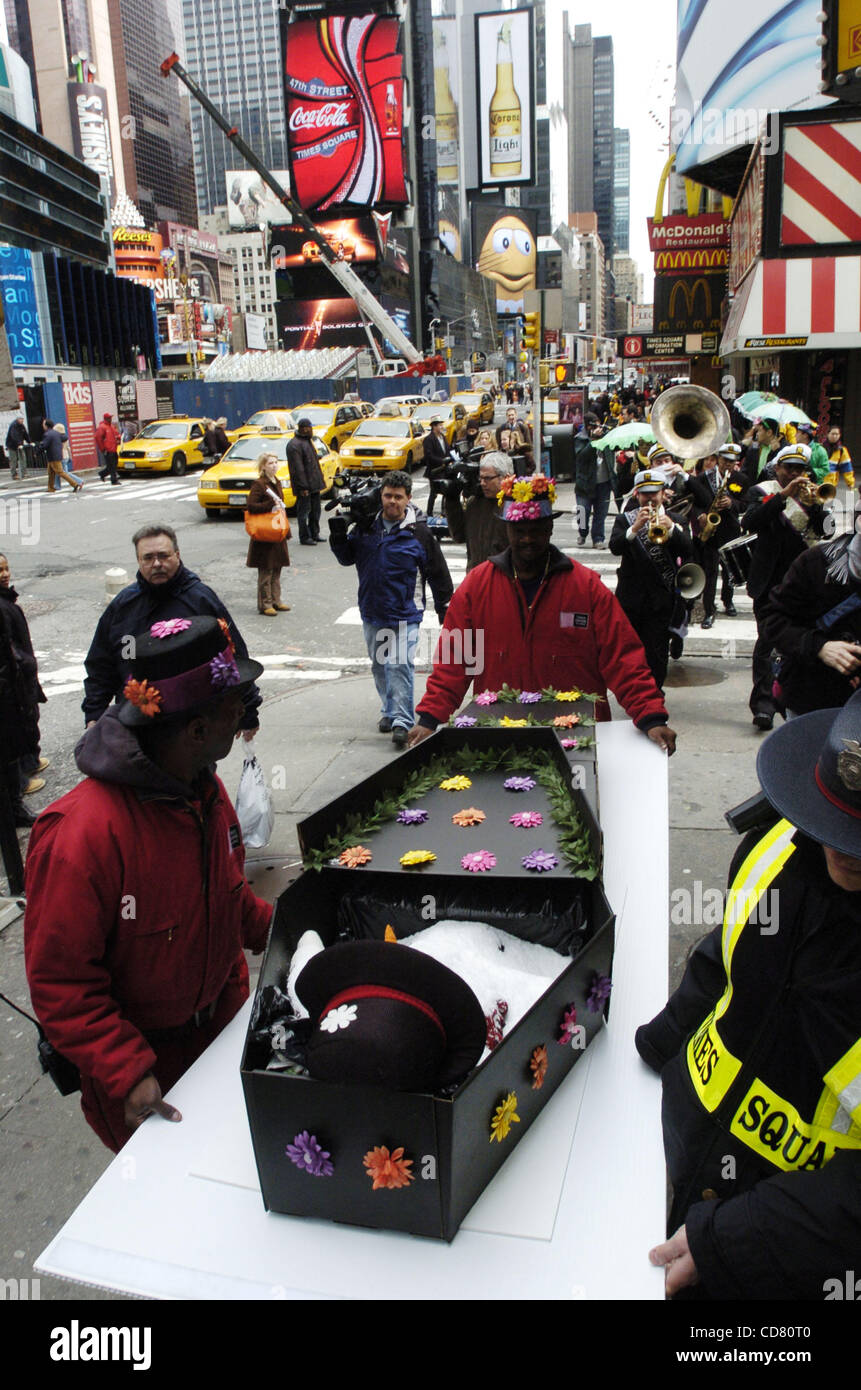 Times Square mourns the death of winter and welcomes the spring with a ...