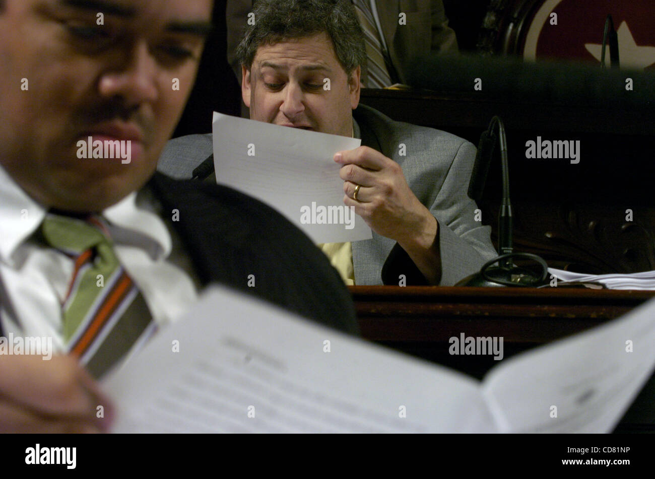 City Councilman Erik Martin Dilan (L) and Councilman Lewis Fidler (R ...