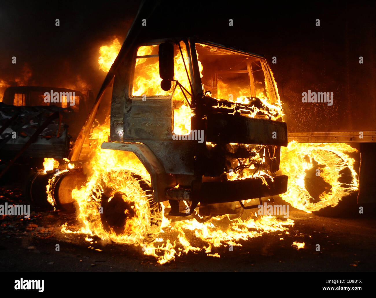 Firefighters battle a fire storm during the second day of the Marek a ...