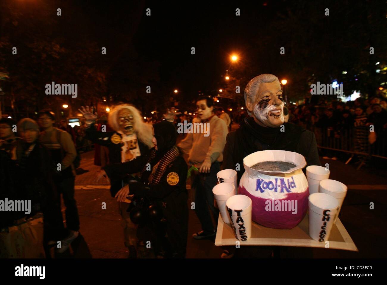 Oct 31, 2008 - New York, New York, USA - A parade participant marches ...