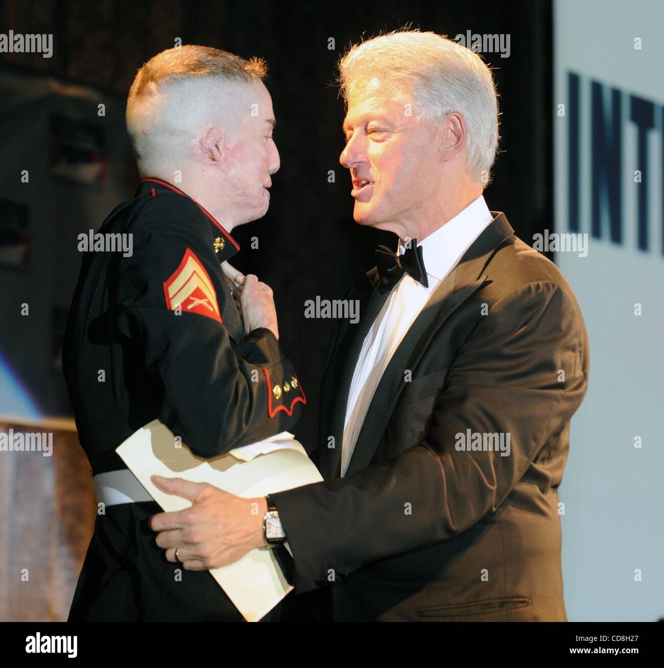 Nov 06, 2008 - Manhattan, New York, USA - Cpl. AARON MANKIN is embraced ...