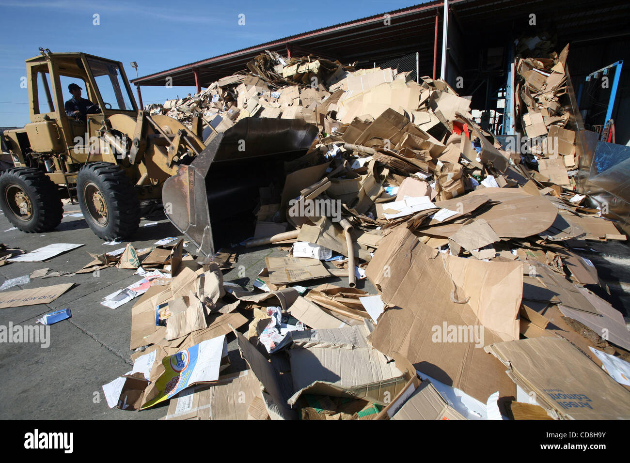 Tons of recycling paper is stored in South Bay Document Destruction Inc ...