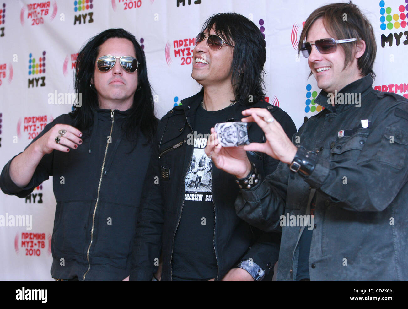 American rock band The Exies attending Muz-TV Russia 2010 Award ...