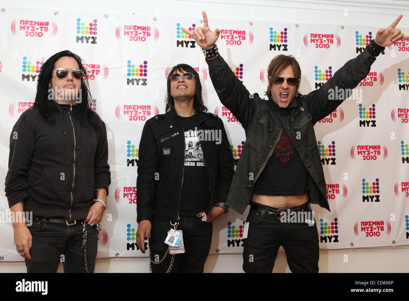 American rock band The Exies attending Muz-TV Russia 2010 Award ...