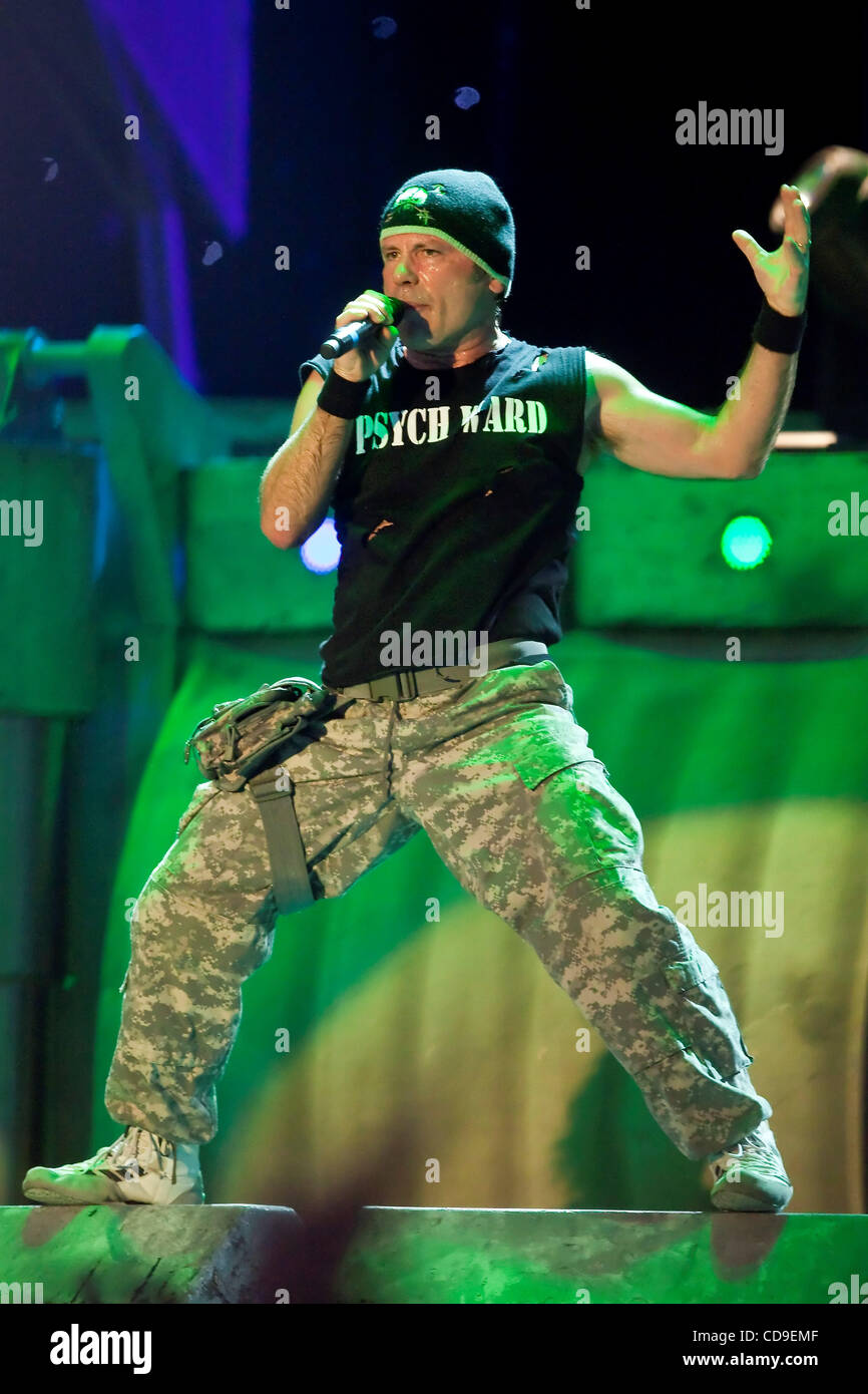 Bruce Dickinson, lead singer of Iron Maiden, performs live at Cisco ...