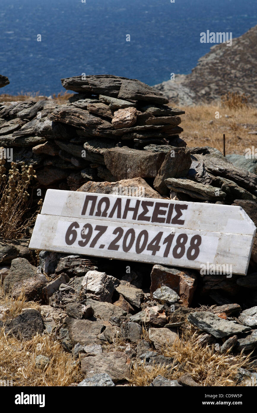 July 23, 2010 - Kythos island at Cyclades, Greece - The sign which ...