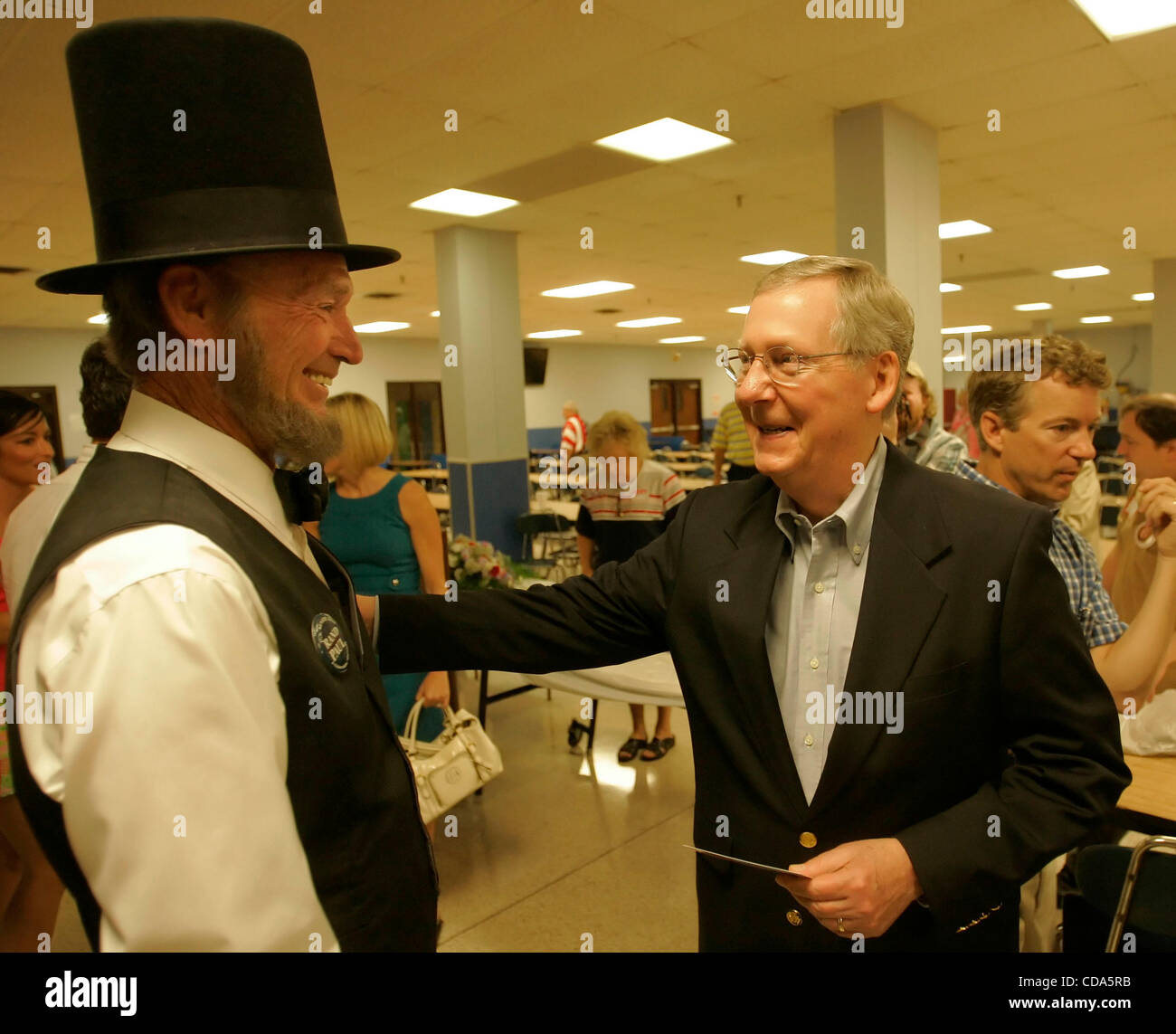 Senate Minority Leader MITCH MCCONNELL (right) jokes with Meade County ...