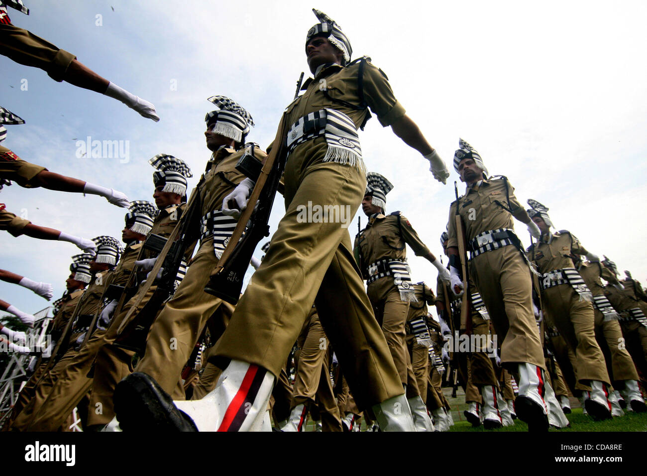 indian paramilitary solders march past during a full-dress rehearsal ...