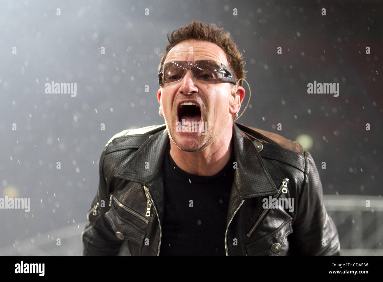 U2 Live at Luzhniki Stadium of Moscow.Pictured: U2 vocalist Bono Stock ...