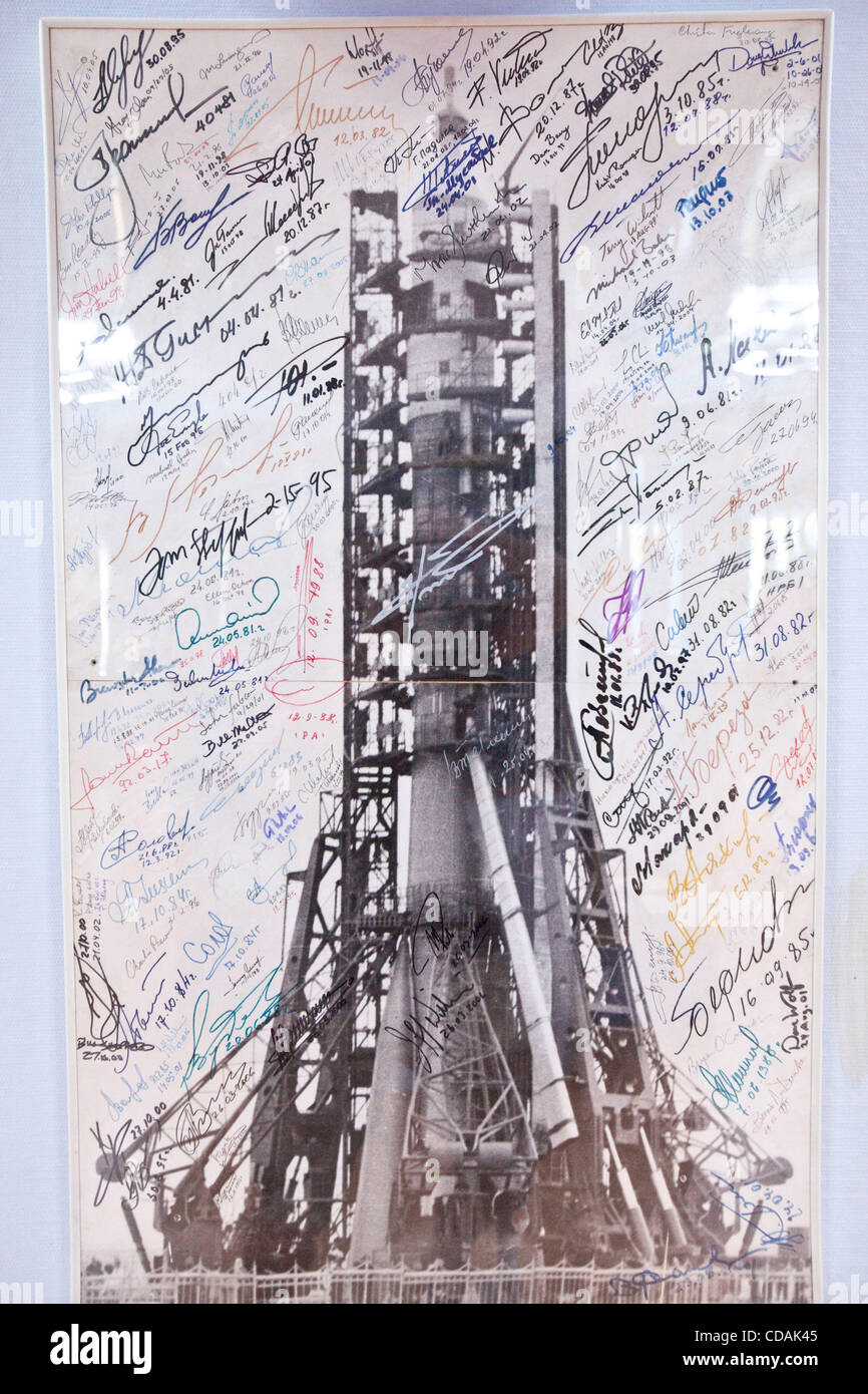 Sep 03, 2010 - Baikonur Cosmodrome, Kazakhstan - Poster showing Soyuz ...