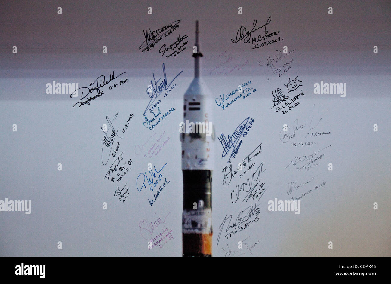 Sep 03, 2010 - Baikonur Cosmodrome, Kazakhstan - Poster showing Soyuz ...