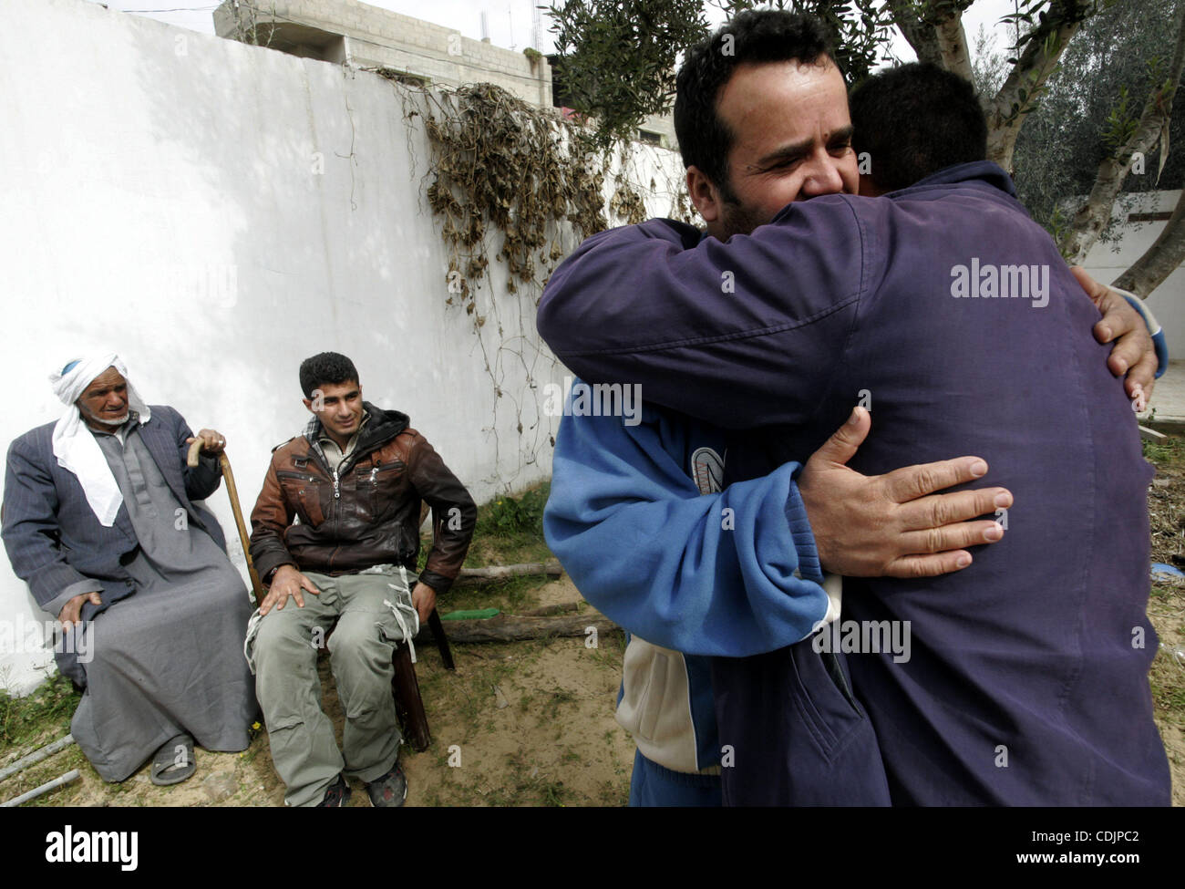 Palestinian prisoner Nabil Mansour al-Bashiti, 49 years, is welcomed by ...