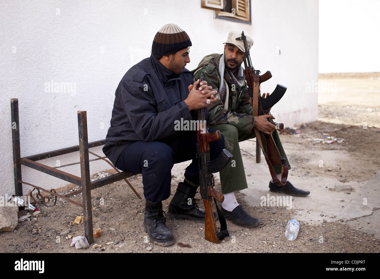 Mar. 1, 2011 - Ajdabya, Libya - Citizen soldiers guard a checkpoint on ...