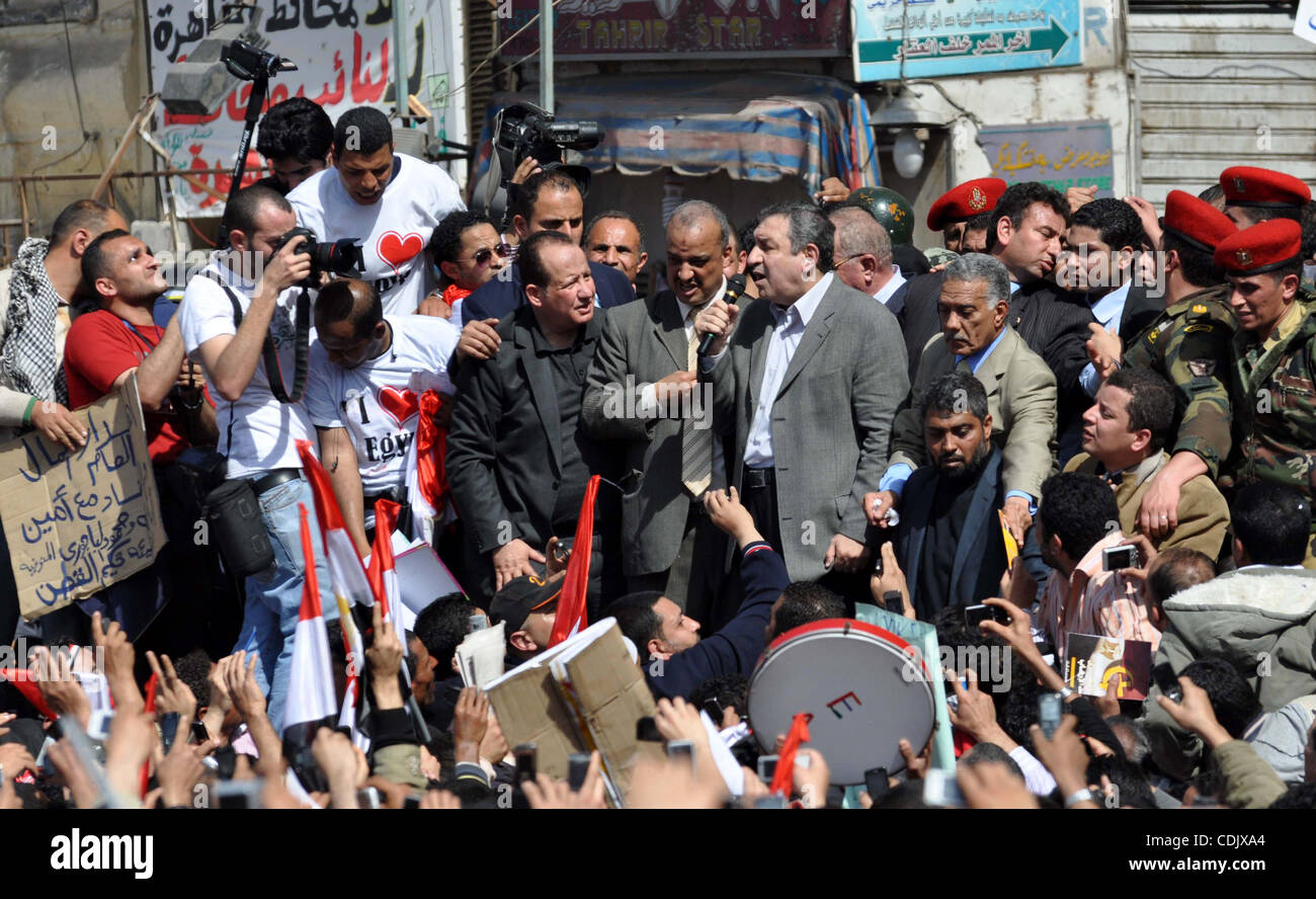 Egyptian Prime Minister designate Essam Sharaf, speaks to demonstrators ...