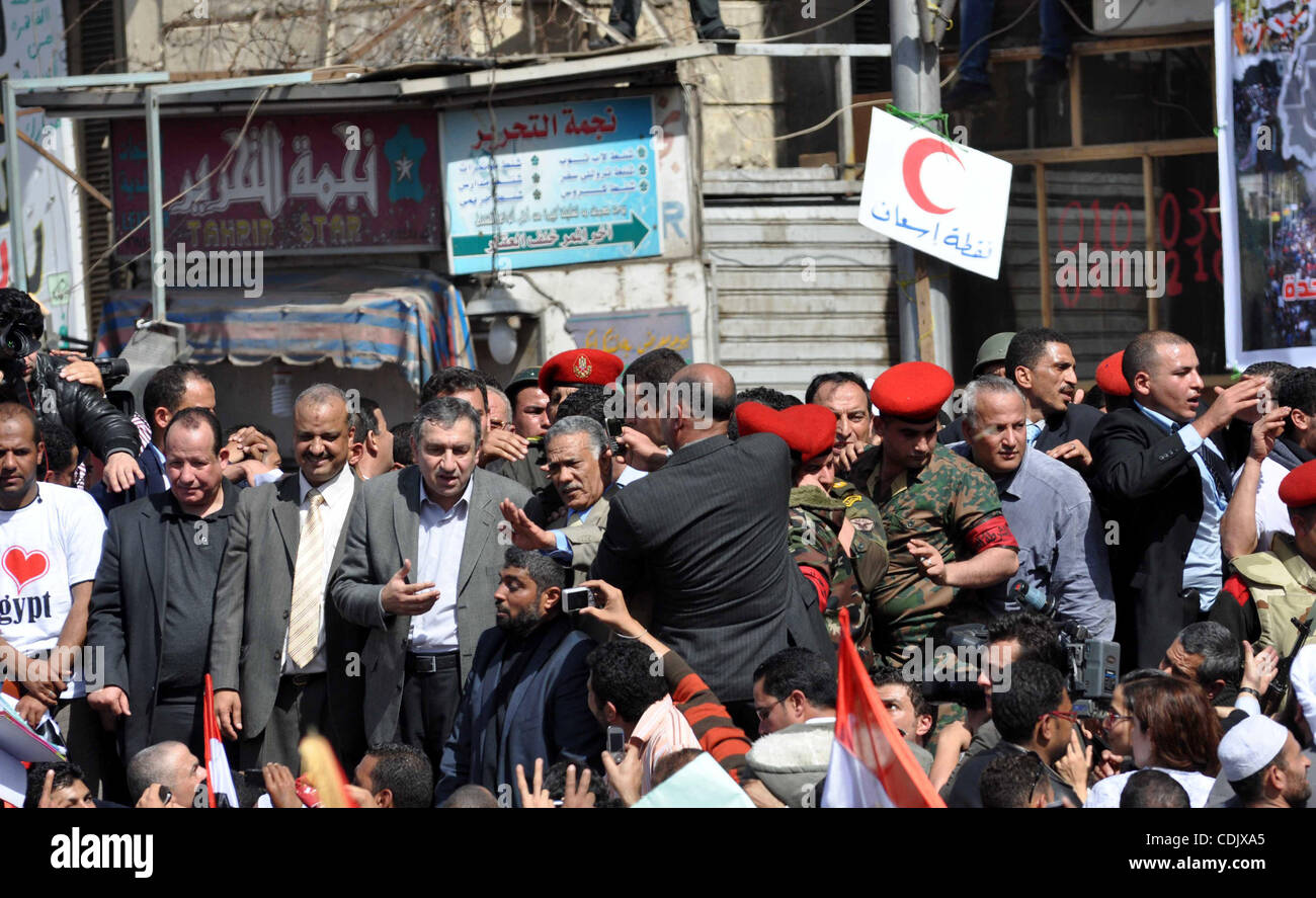 Egyptian Prime Minister designate Essam Sharaf, speaks to demonstrators ...