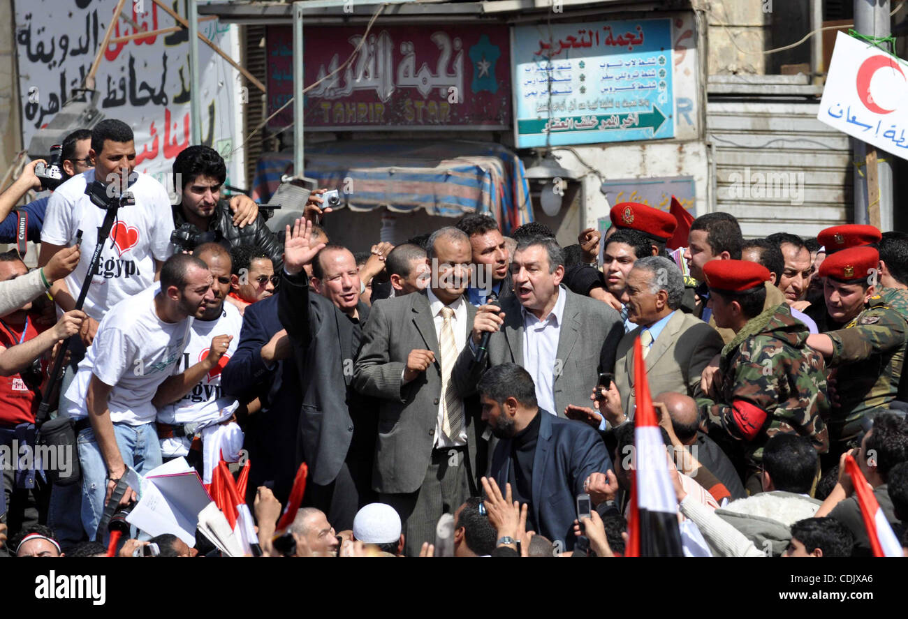 Egyptian Prime Minister designate Essam Sharaf, speaks to demonstrators ...