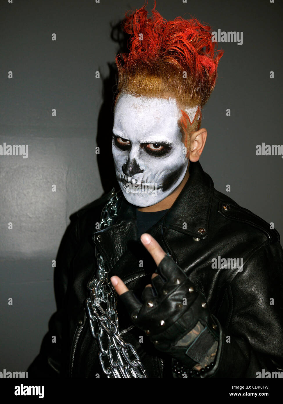Mar 06, 2011 - New York, New York, U.S. - Man made up in skull face and ...