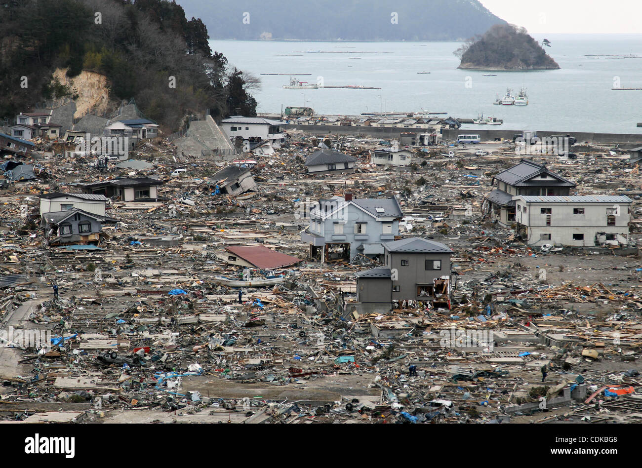 Mar. 15, 2011 - Yamada, Japan - Collapsed houses in Yamada, Iwate ...