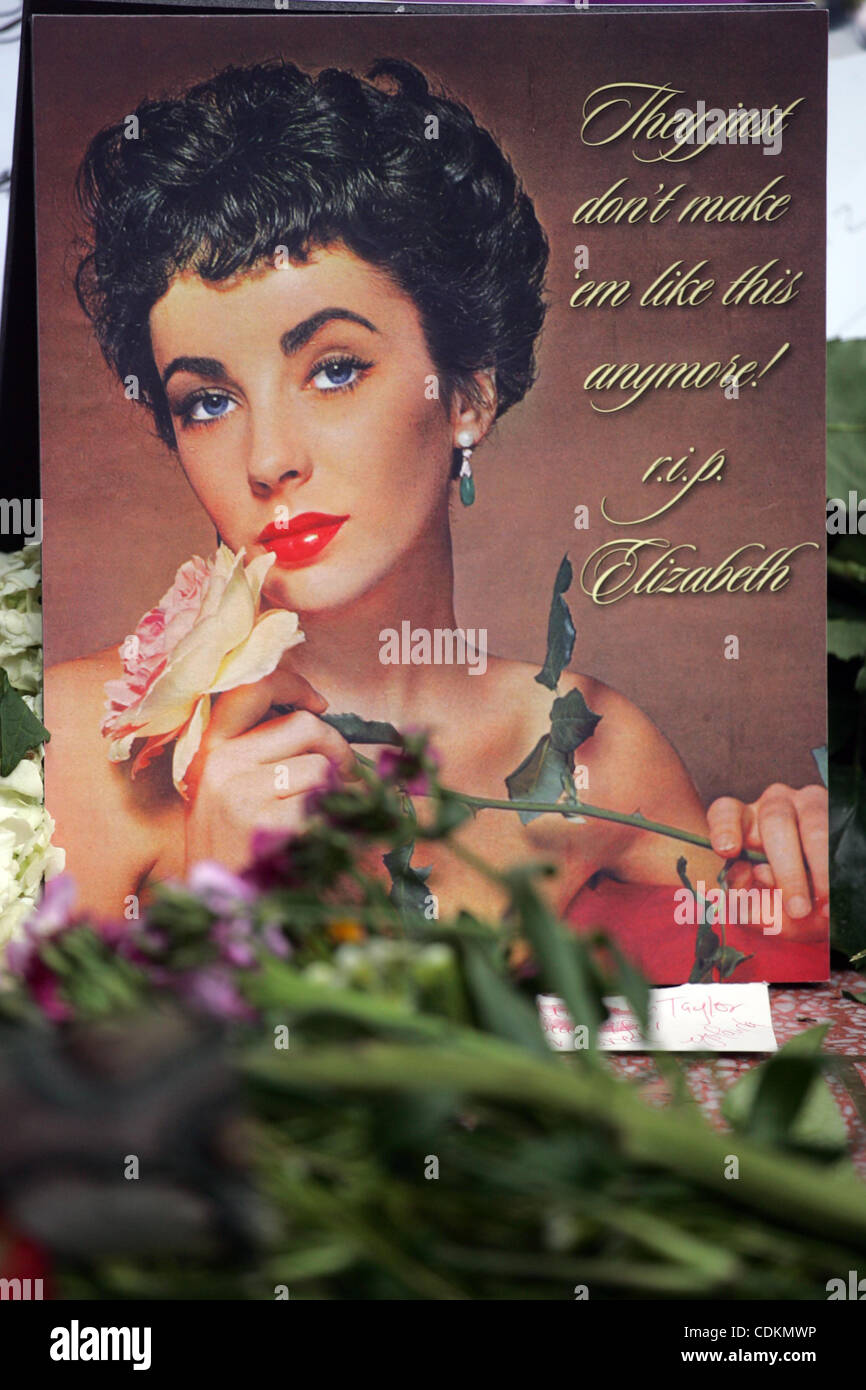 Flowers are placed on actress Elizabeth Taylor's Star on the Hollywood ...