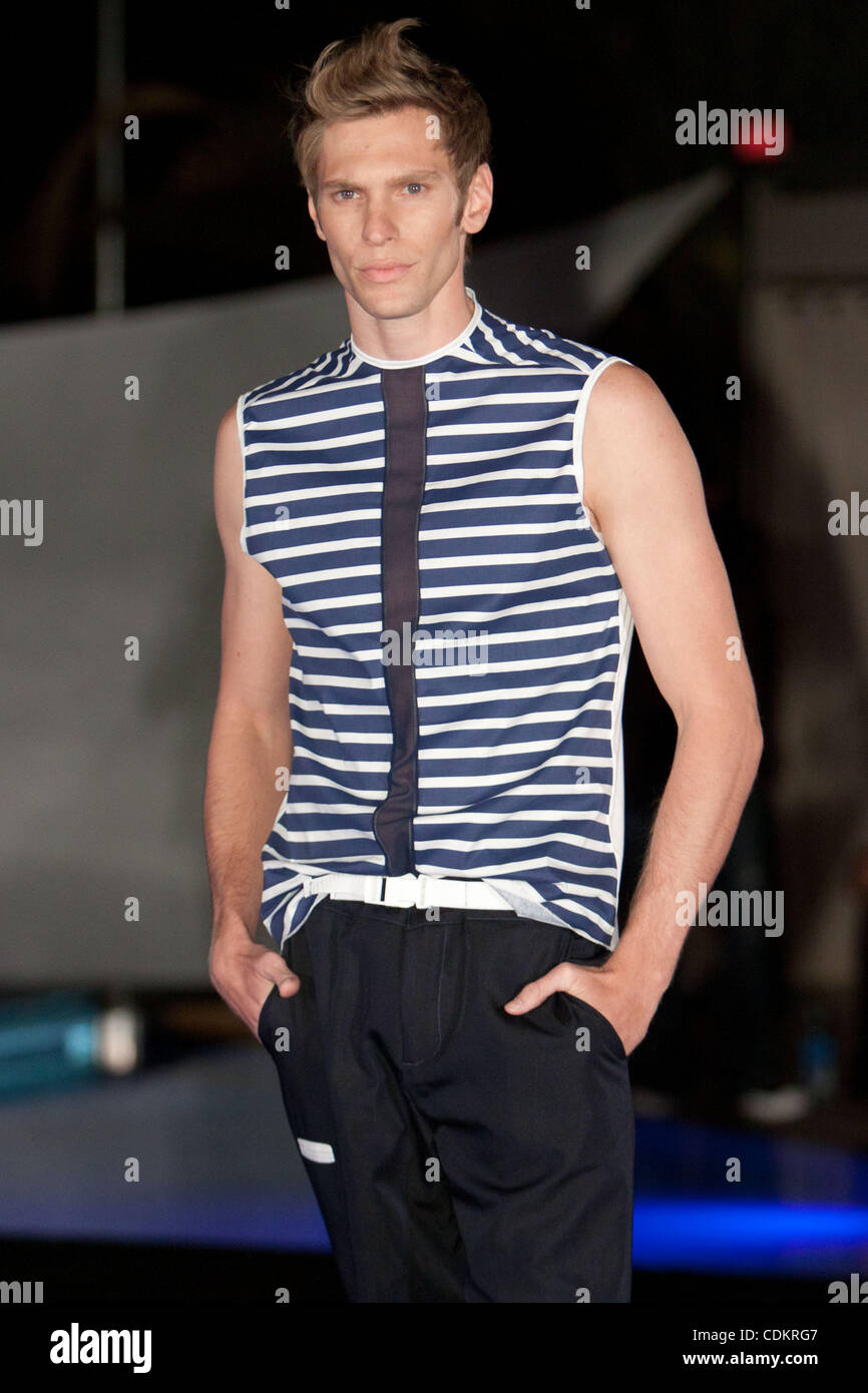 Model wearing Alastaire Grey collection designed by Joshua Christensen ...