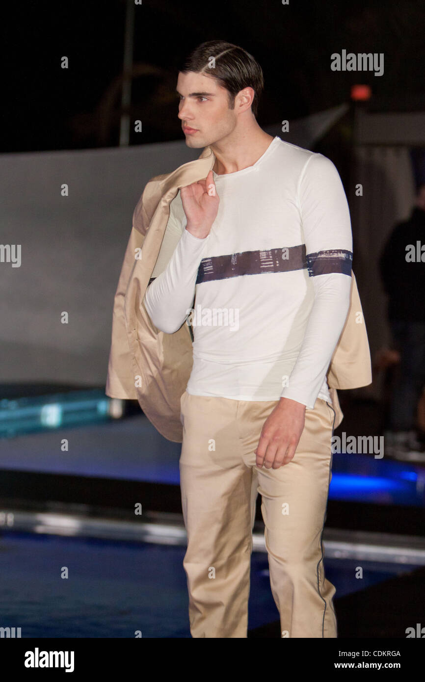 Model wearing Alastaire Grey collection designed by Joshua Christensen ...