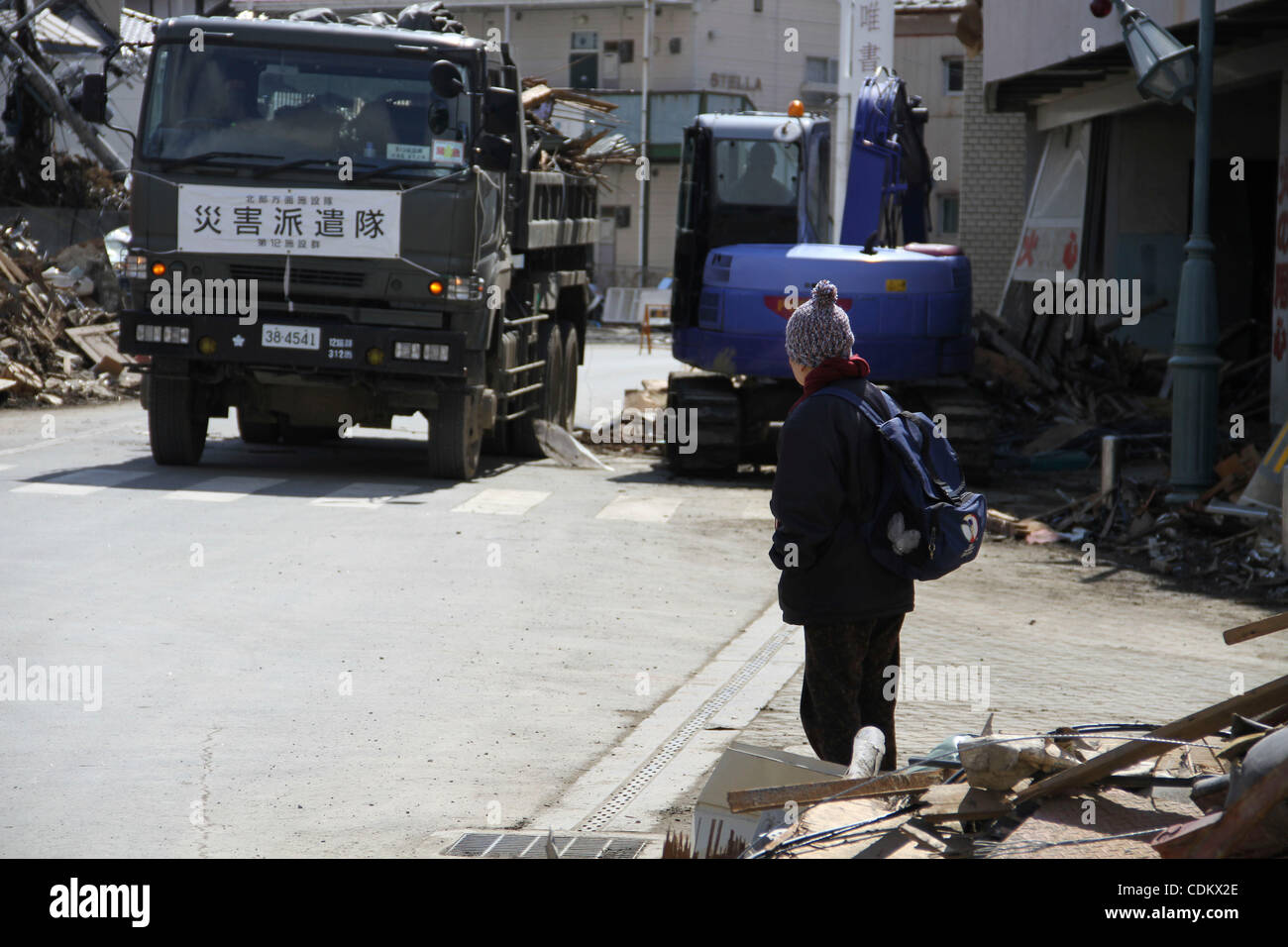 March 27, 2011 - Kesennuma, Miyagi, Japan - Town tries to regroup two ...