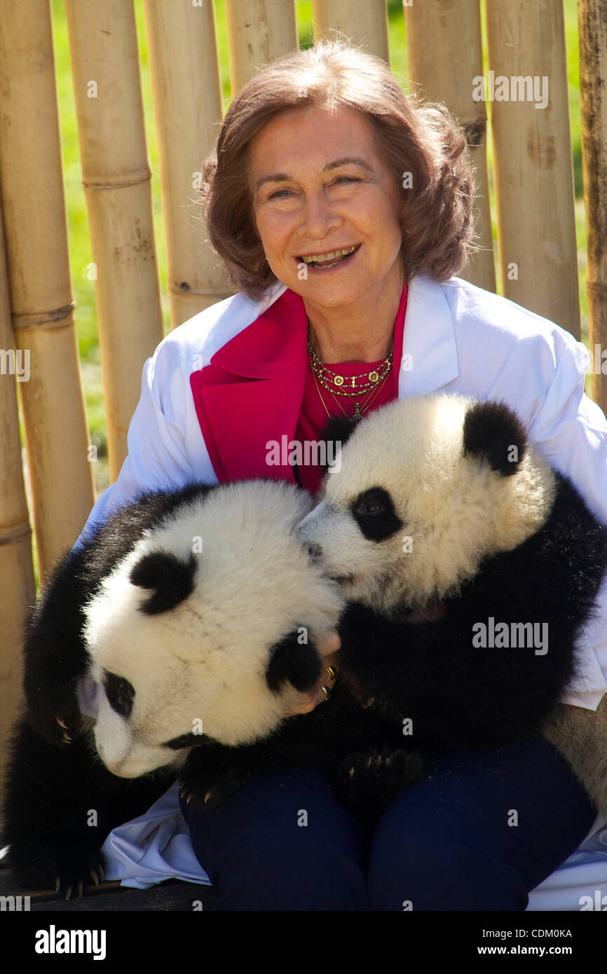 Spanish Queen Sofia visit the nursery area for pandas and play with the ...
