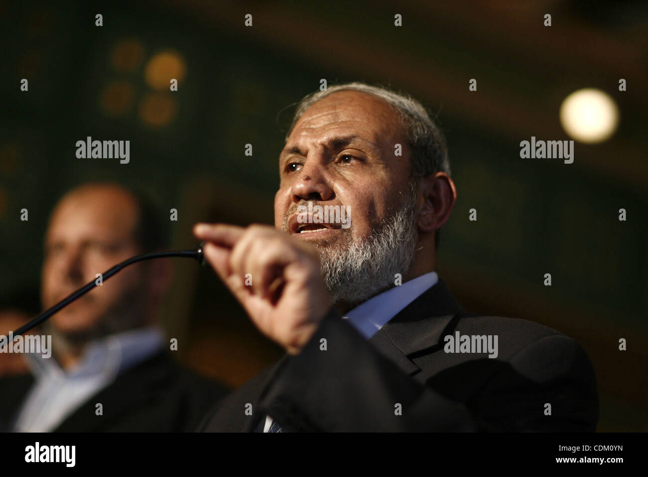 Palestinian Hamas' leader from Gaza, Mahmoud Zahar meets with the Arab ...