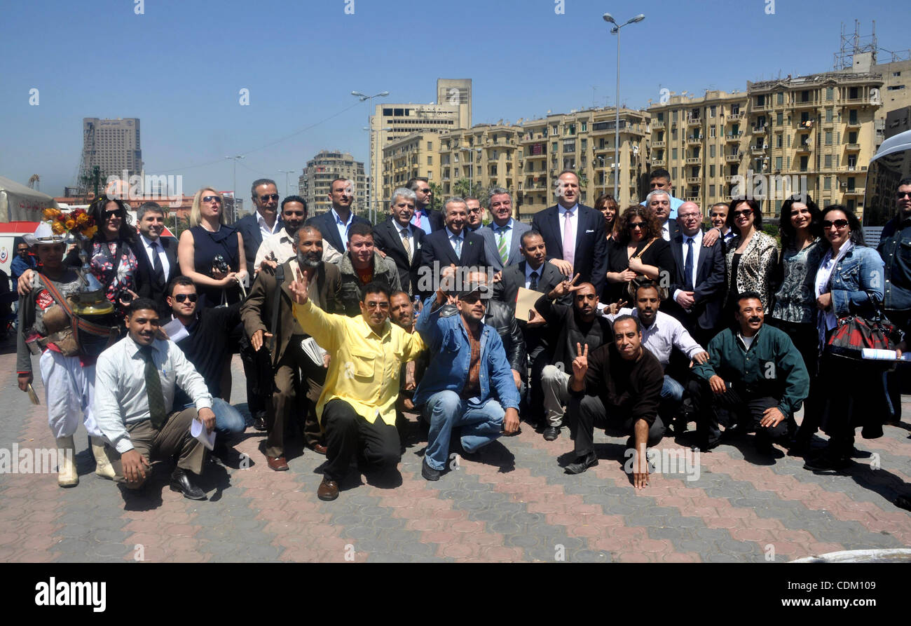 Tourists take memorial photos on March 29,2011 at the downtown Cairo's ...