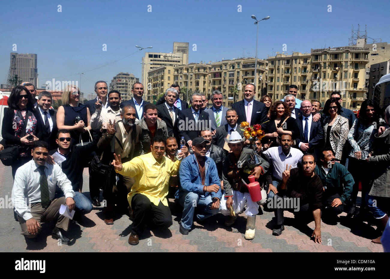 Tourists take memorial photos on March 29,2011 at the downtown Cairo's ...