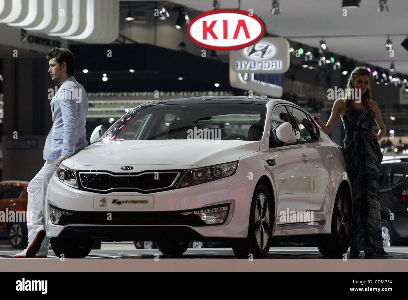 Apr 1, 2011 - Goyang, South Korea - Models pose with a Kia motors K5 ...