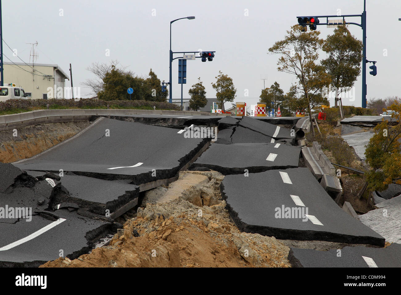 Apr. 2, 2011 - Narahara, Japan - A collapsed road by the earthquake and ...