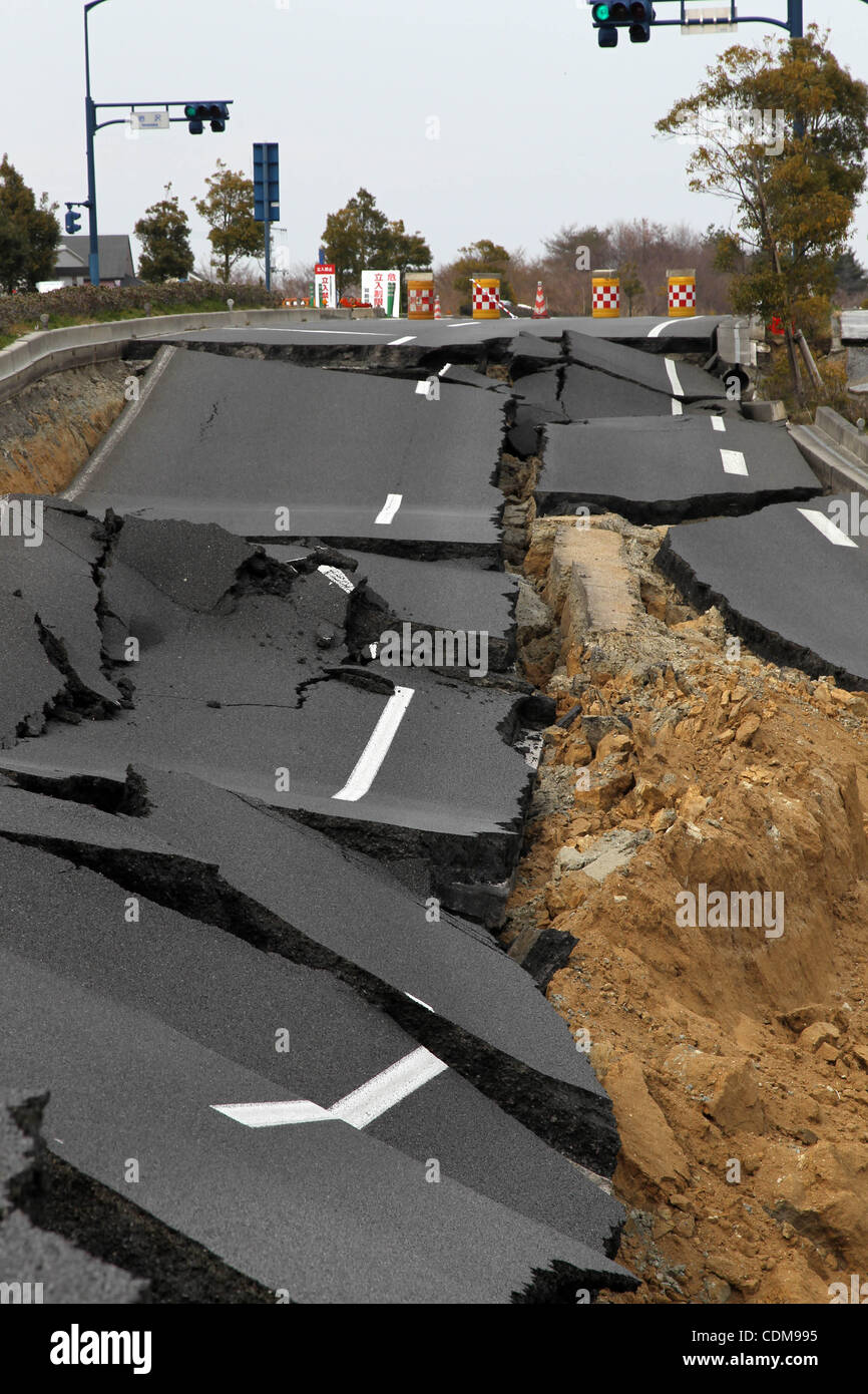 Apr. 2, 2011 - Narahara, Japan - A collapsed road by the earthquake and ...