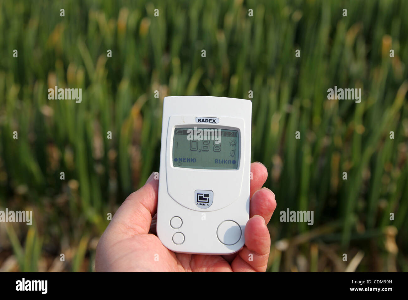 Apr. 2, 2011 - Iwaki, Japan - Radiation indicator indicates 0.68Î¼Sv/h ...
