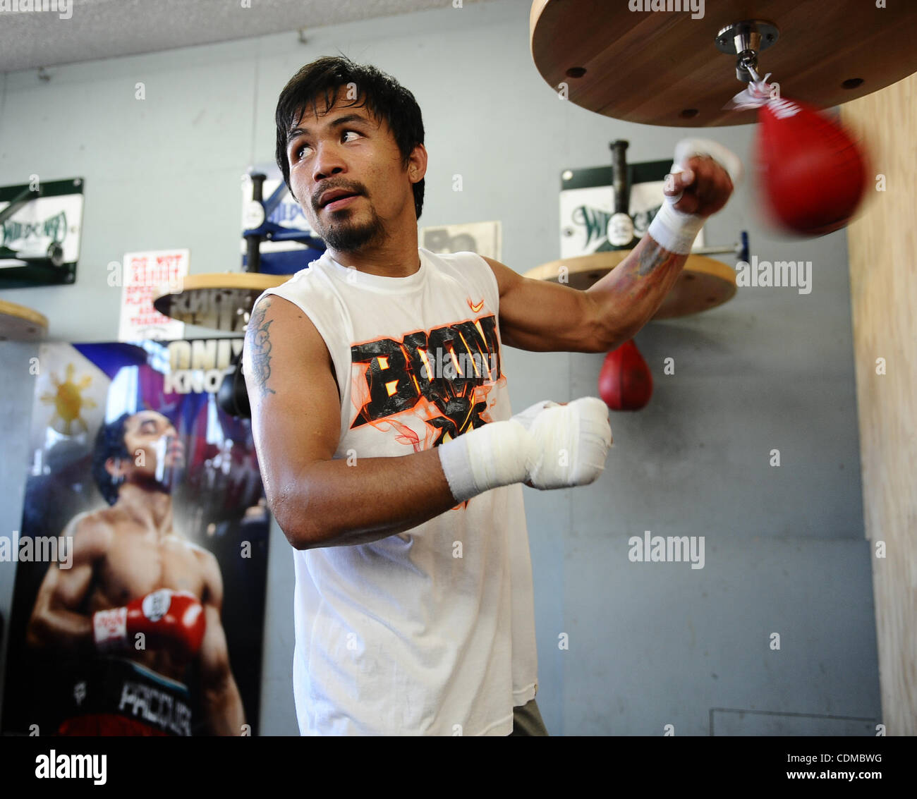 April 4,2011- Hollywood, California, USA.Manny Pacquiao started his ...