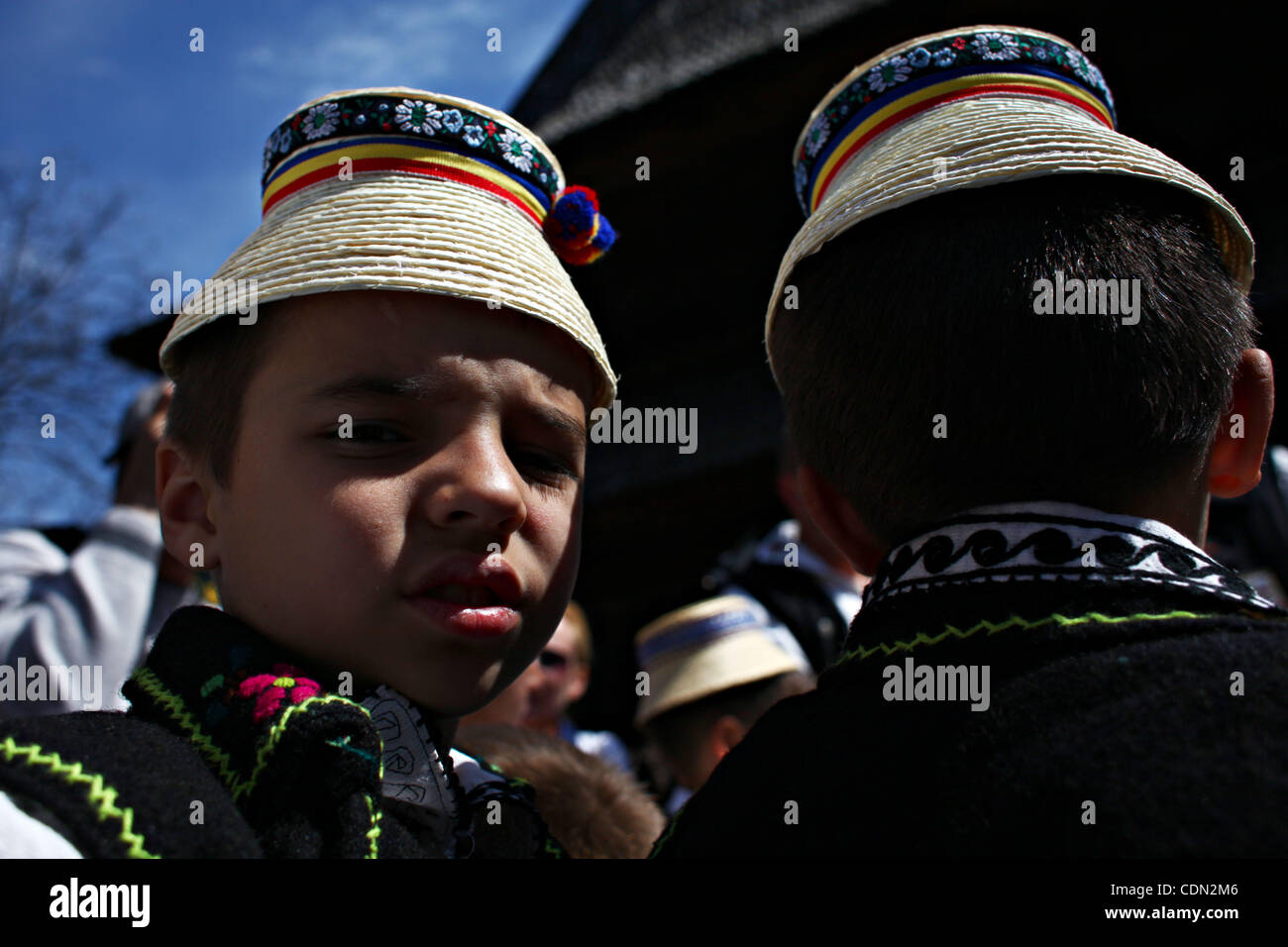 Apr 25, 2011 - Surdesti, Maramures, Romania - Two boys dressed in ...