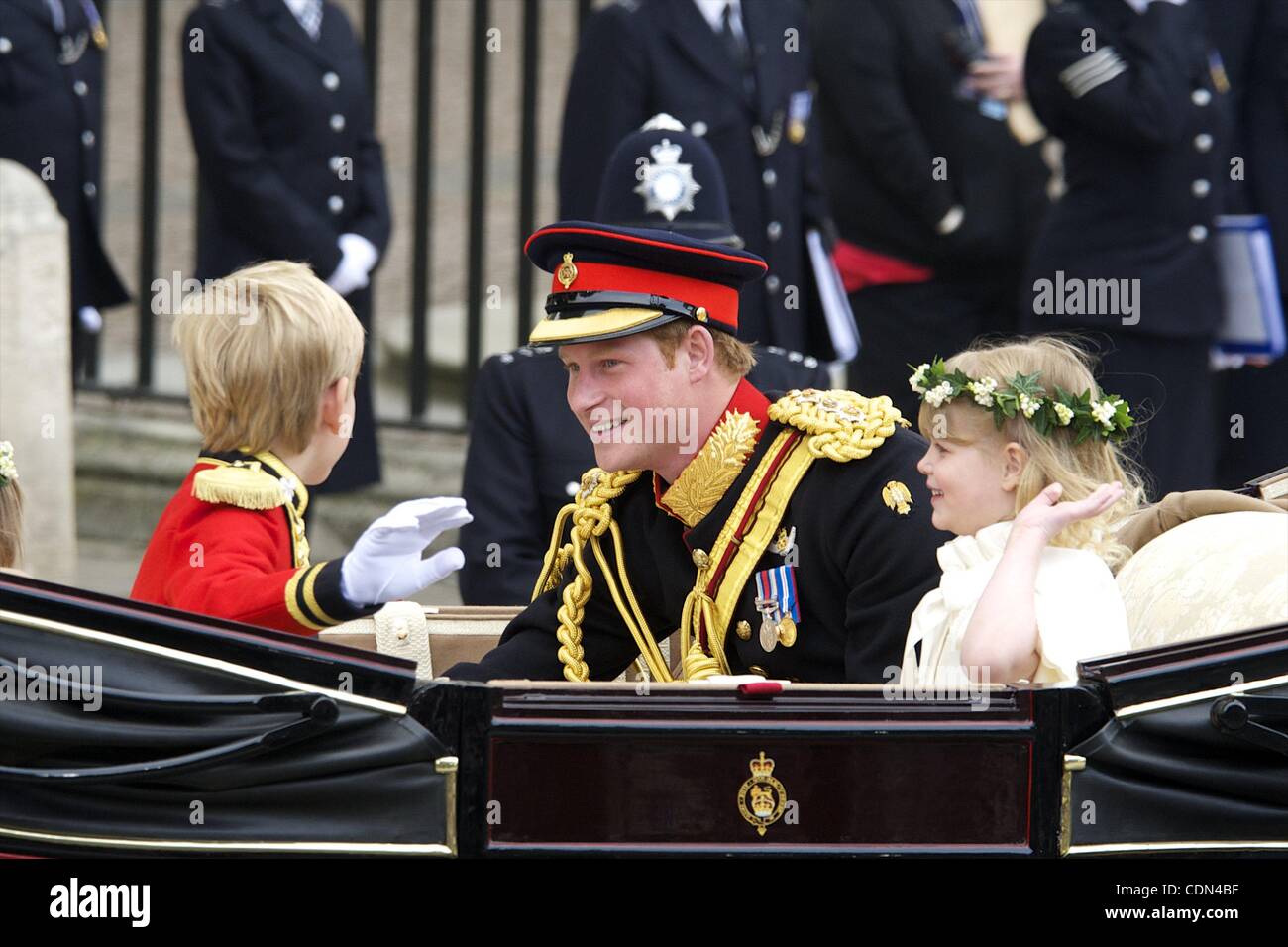 April 29, 2011 - London, England, Spain - Tom Pettifer (L) laughs with ...
