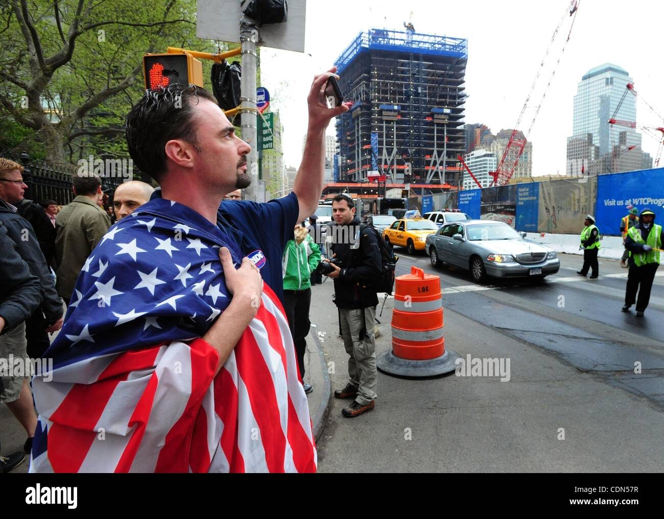 May 2, 2011 - Manhattan, New York, U.S. - Phil Grillo of Queens draped ...