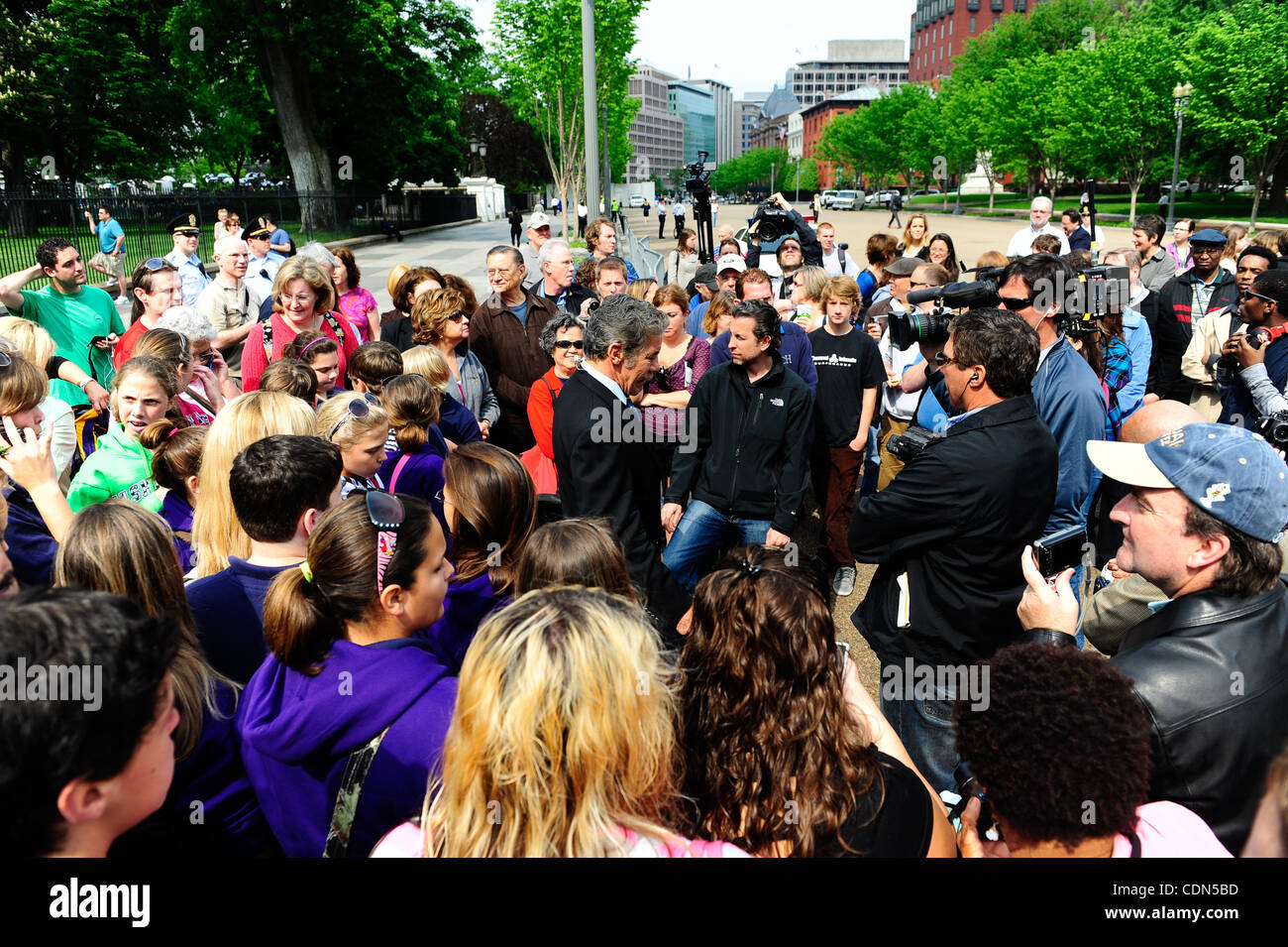 MAY 02: Small crowds gathered as FOX news reporter Geraldo Rivera ...