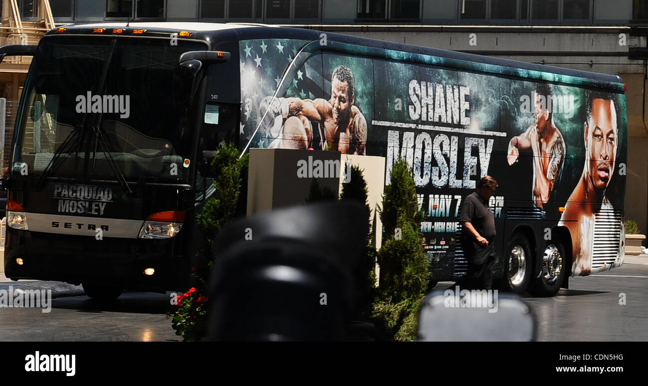 Sugar Shane Mosley bus arrives at the MGM grand hotel for his upcoming fight with Manny Pacquiao ...