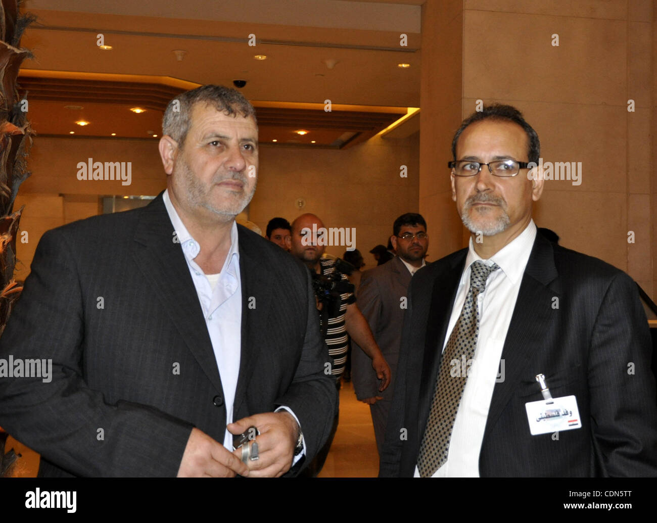 Palestinian Jihad Islamic member, Khaled al-Batch speaks to media at a ...